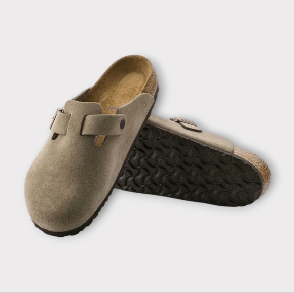 Birkenstock | Shoes | Birkenstock Boston Taupe Suede Clogs | Poshmark